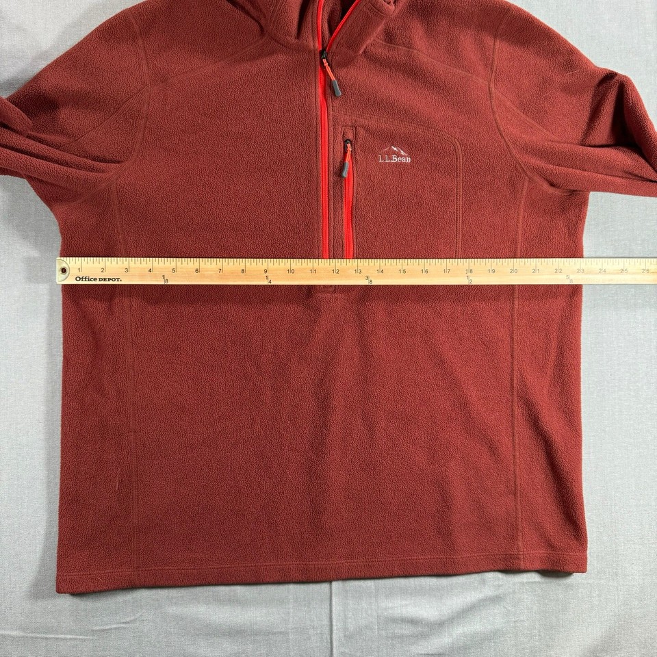 LL Bean Quarter Zip Fleece Jacket Mens Large Orange Maroon Rust | eBay
