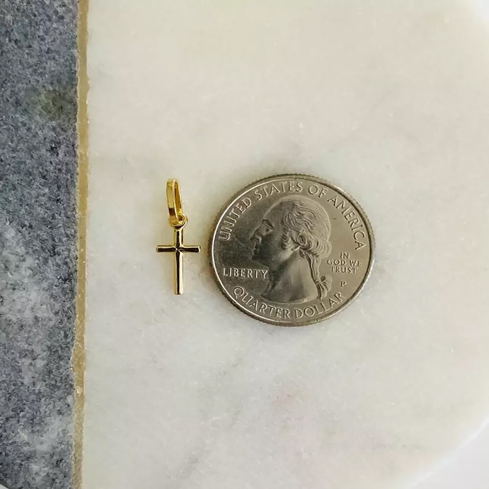 14K Solid Real Gold Small Cross 18mm x 6 mm / 14K Solid Gold 0.7" Cross ...
