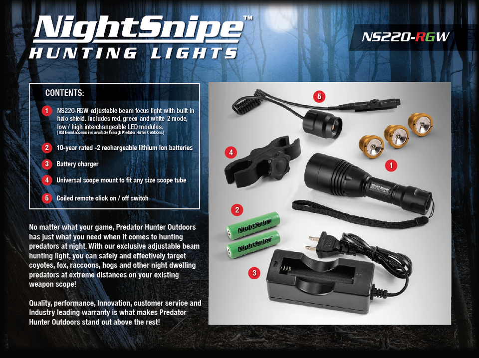 NightSnipe NS220 RGW Hunting Light Kit | eBay