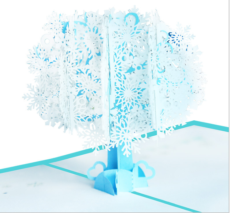 3D Pop Up Tree covered with Snowflake Greeting Holiday Card Merry ...
