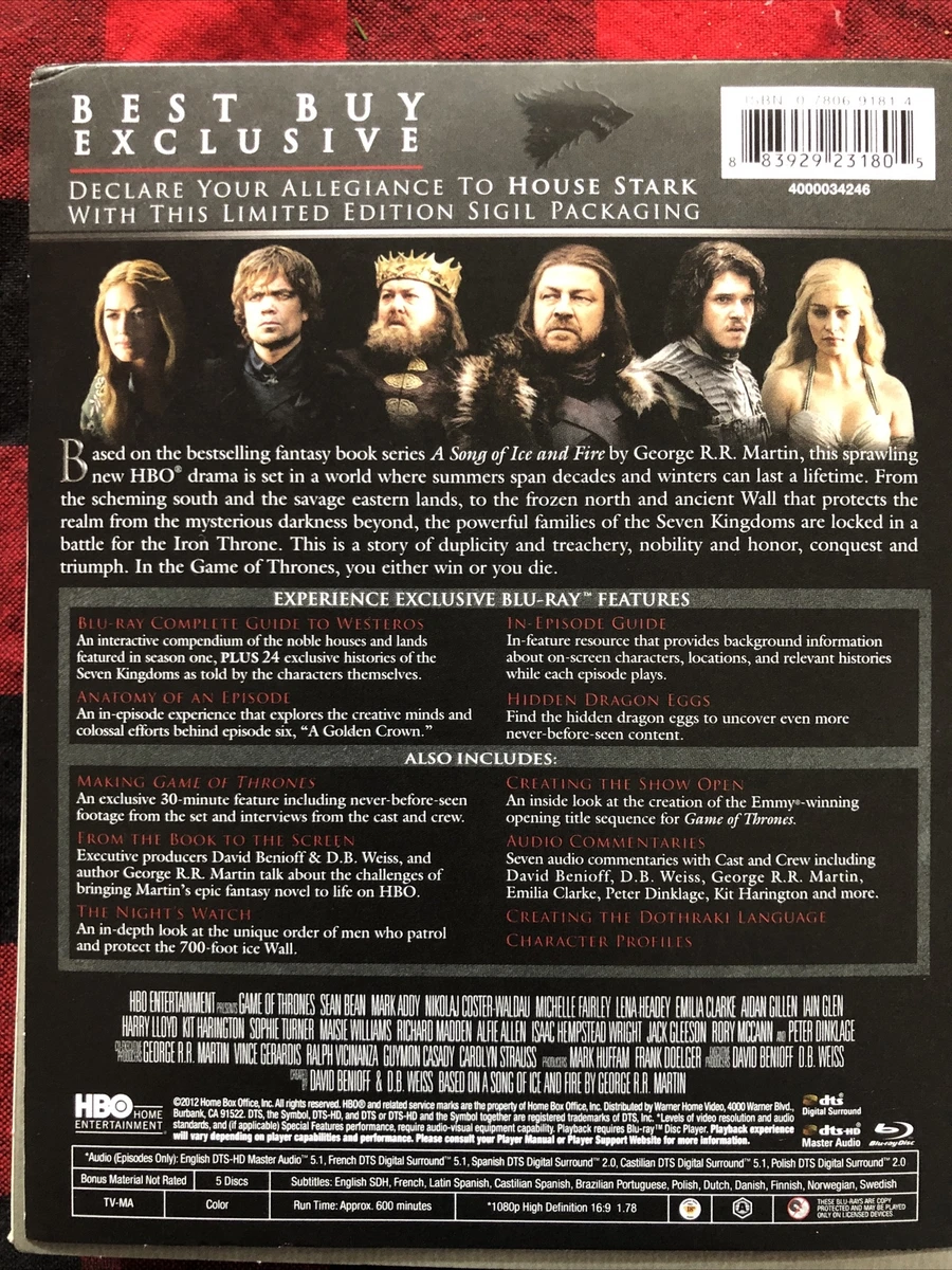 Game Of Thrones Complete Season 1 Dvd Cover