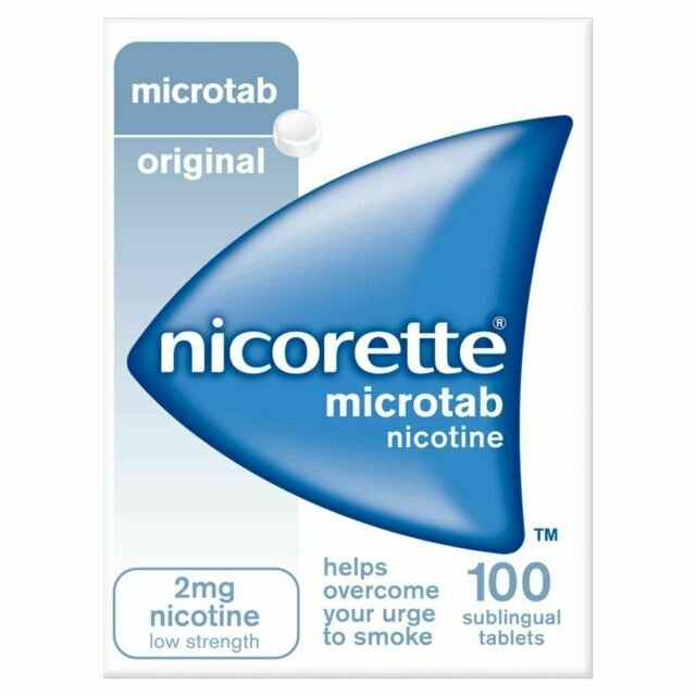 Nicorette MicroTab Nicotine Original 2mg 100 Tablets Stop Quit Smoking ...
