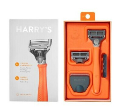 Harry's Razor Handle Orange + Two - 5 Blade Cartridges 854242006050| eBay