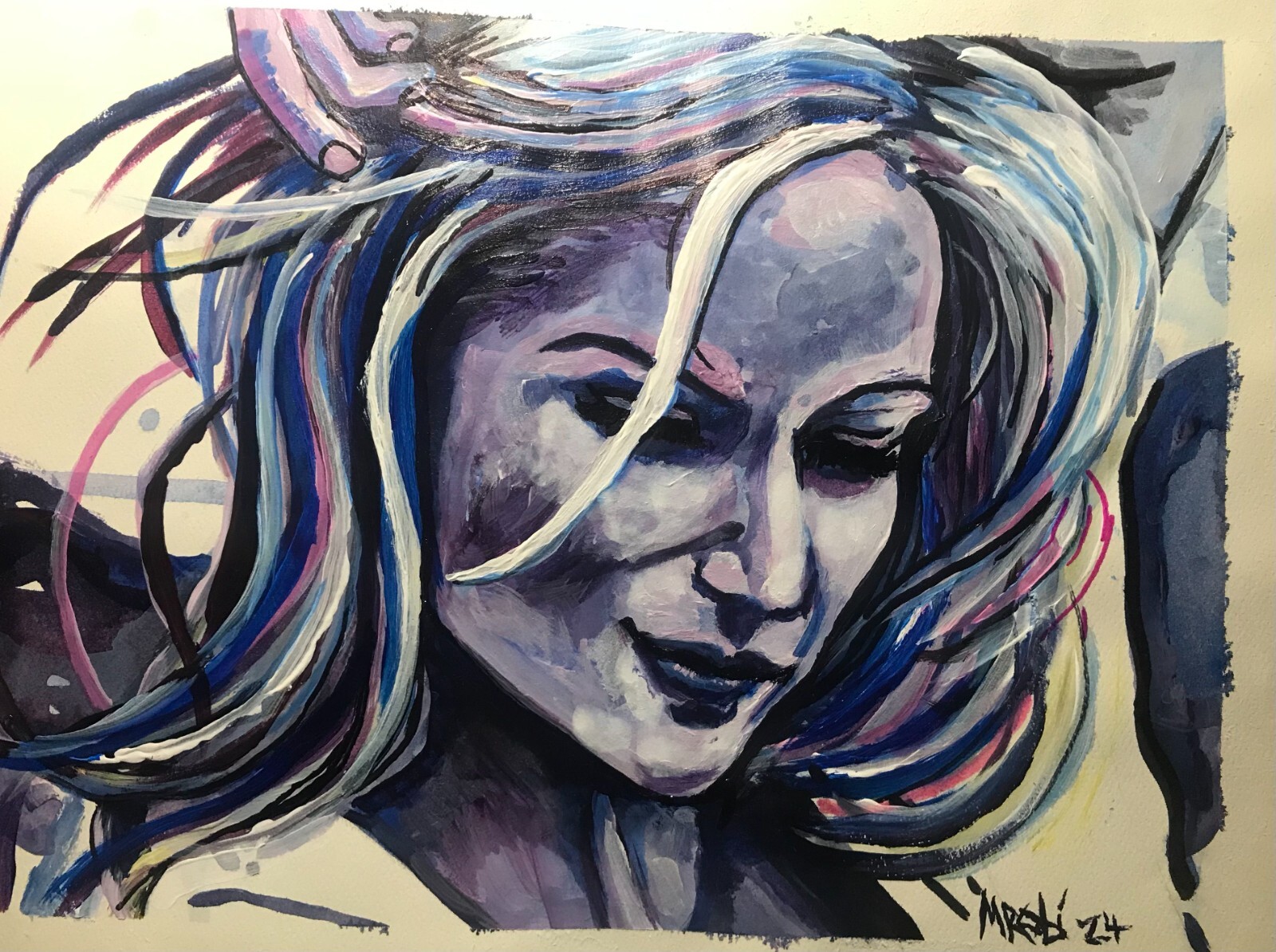 acrylic painting of singer Jewel Kilcher by outsider artist Mark ...