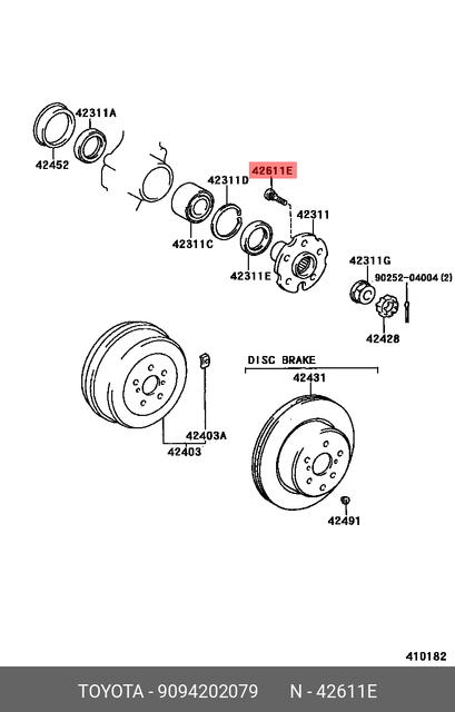 Genuine OE bolt hub for rear axle left 9094202079 for TOYOTA 90942 ...