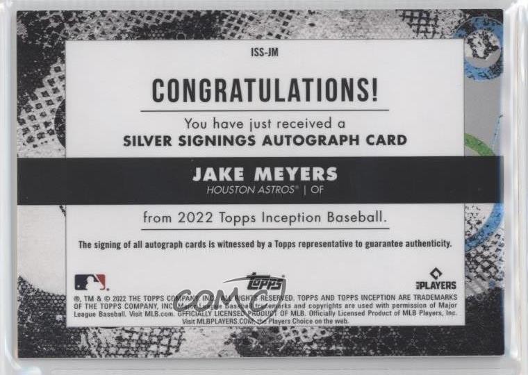 2022 Topps Inception Silver Signings /99 Jake Meyers #ISS-JM Rookie ...
