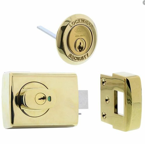 2 x Lockwood 001 Deadlatch Double Cylinder Deadlocks keyed alike GOLD ...