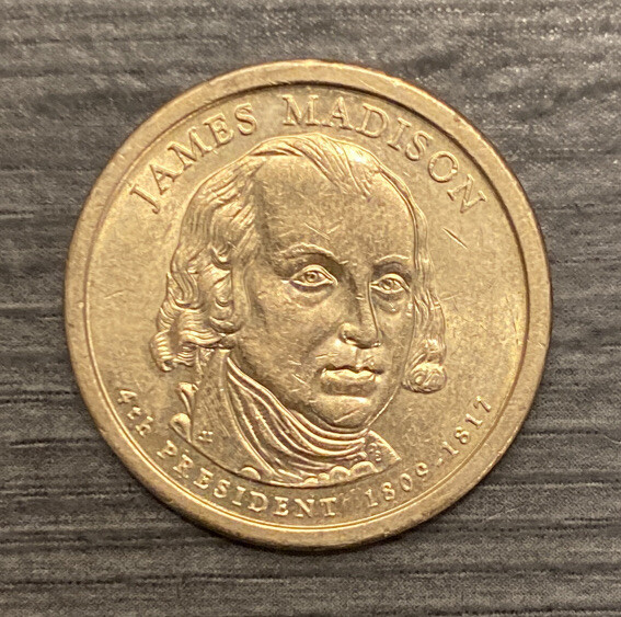 1$ JAMES MADISON 4TH President (1809-1817) 2007 (D) US One Dollar Coin ...