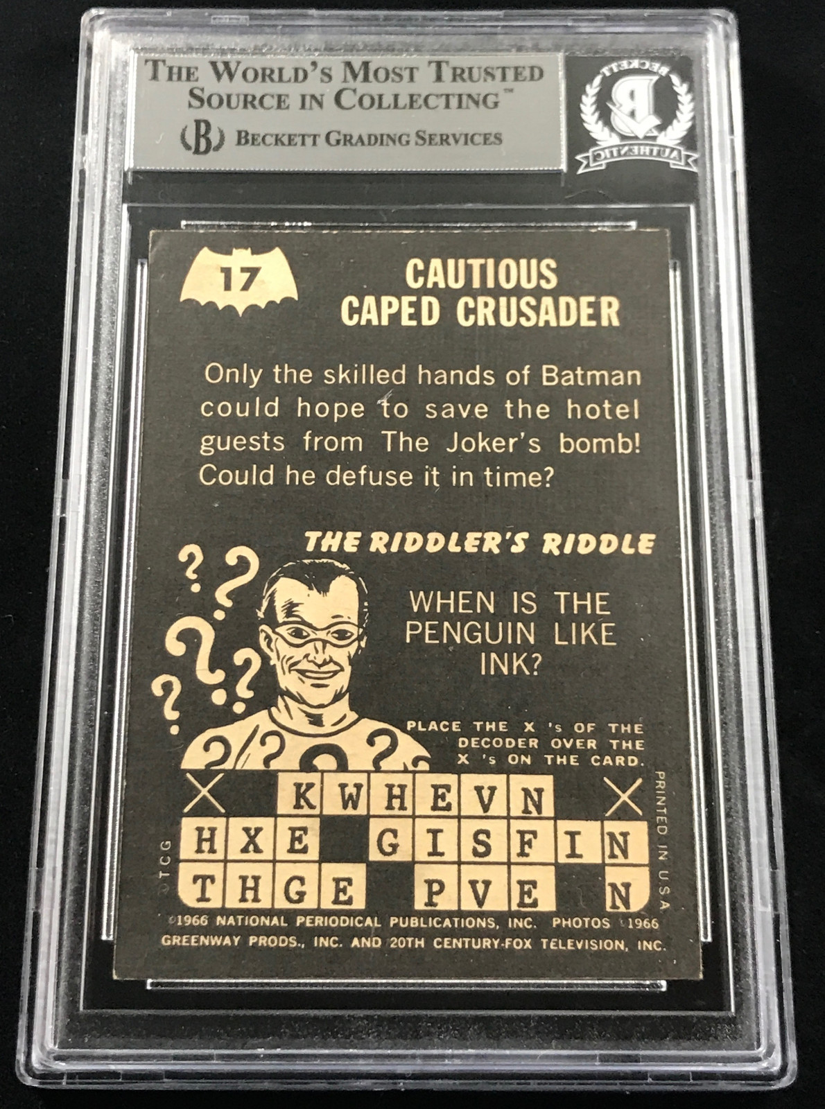 Adam West 1966 BATMAN Riddler Back Auto Rookie Card signed autograph ...