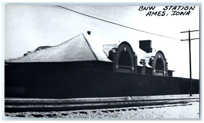 c1960's CNW Station Ames Iowa Railroad Train Depot Station RPPC Photo ...
