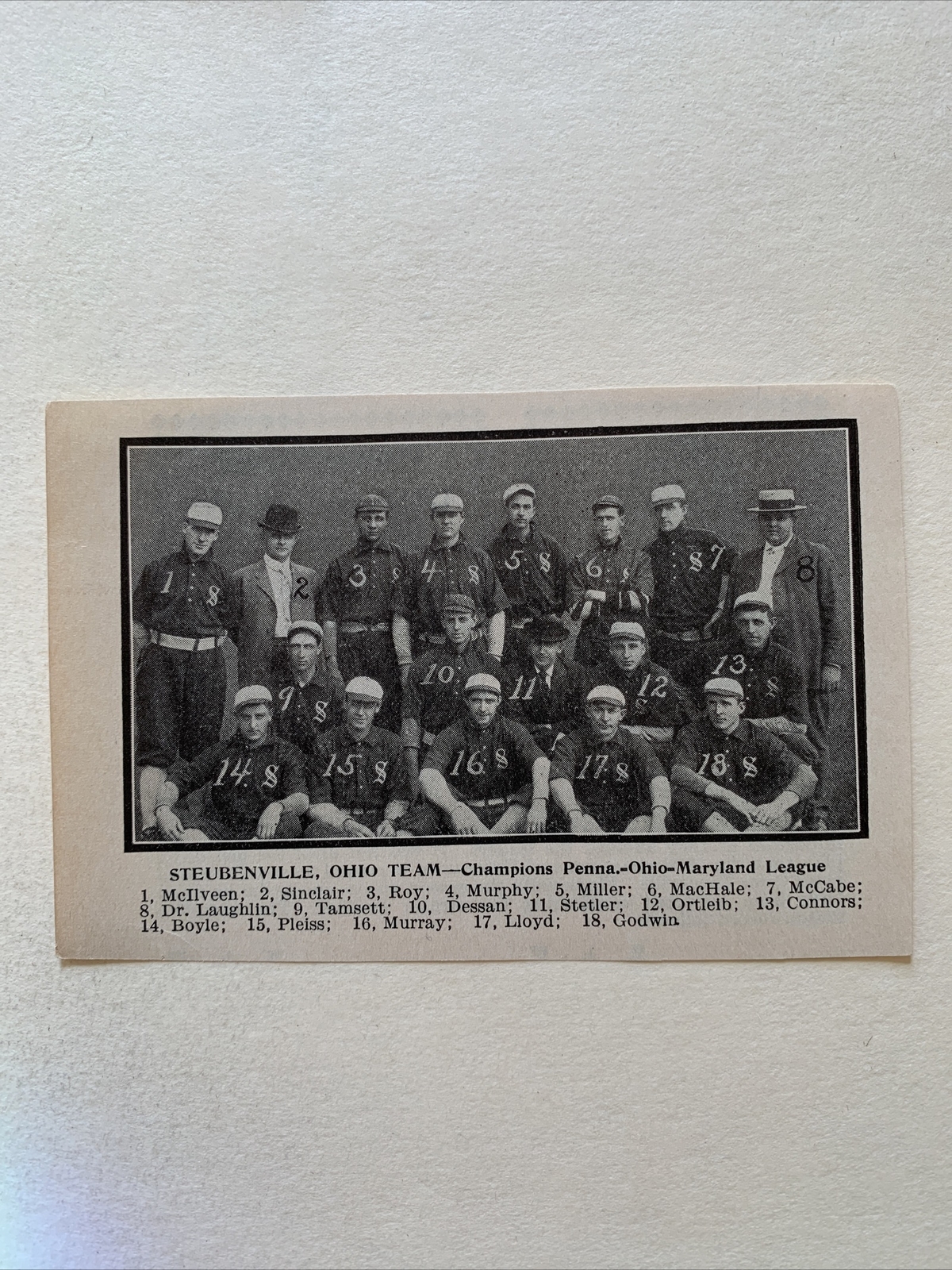 Steubenville Stubs Ohio OH John Godwin Murphy 1907 Baseball Team ...