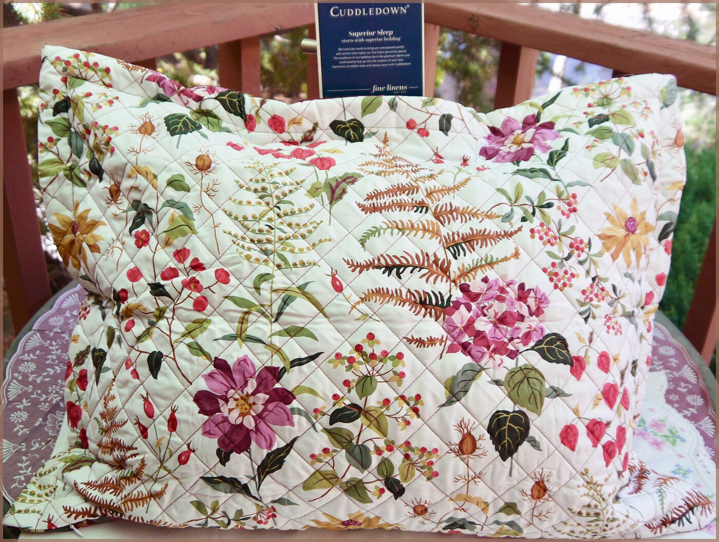 Cuddledown Sateen 400TC Standard TERRACE GARDEN Quilted Sham 🌿 ...