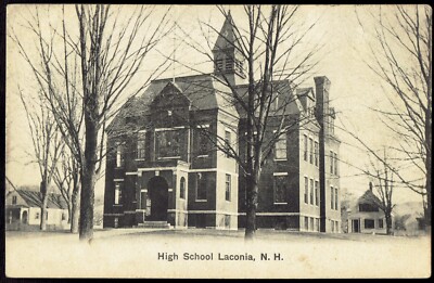 High School Postcard - Laconia High School New Hampshire 1909 flag ...