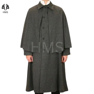 New Grey Inverness 100% Wool Victorian Coachmen Gentleman Cape Coat | eBay