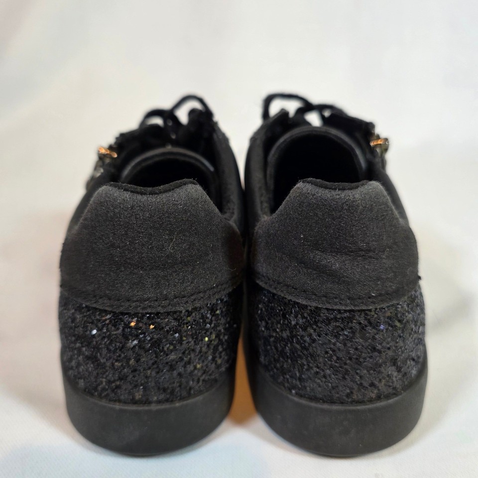 GEOX Respira Blomiee Black Leather Glitter Zip Sneakers Womens 10 EUR ...