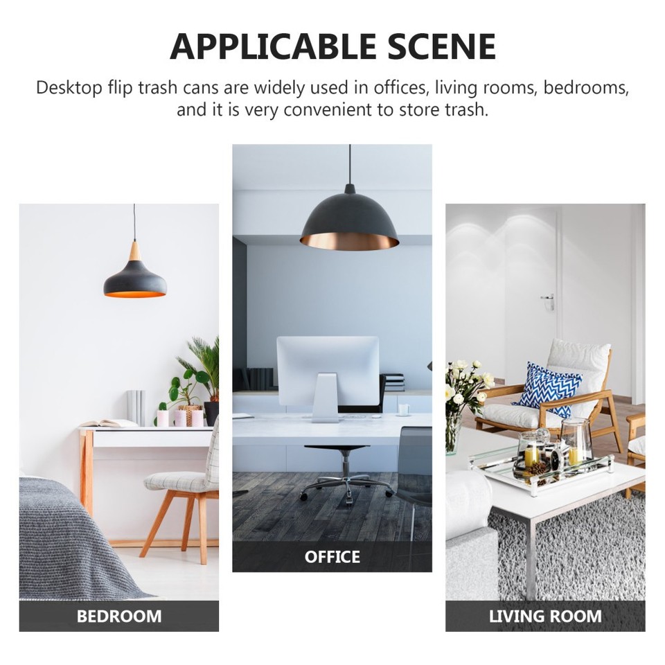 1pc Useful Household Trash Can Desktop Waste Container Lid Mini Trash ...