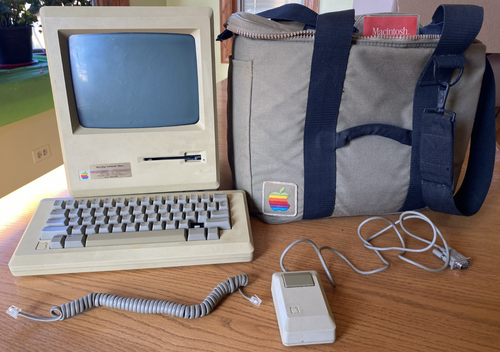 Apple Macintosh 128K M0001 Upgraded w Carry case MacWrite Paint works ...
