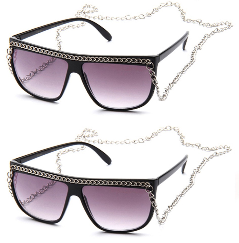 Black Snooki Sunglasses Long Chain Women GaGa Glasses Jersey Shore ...