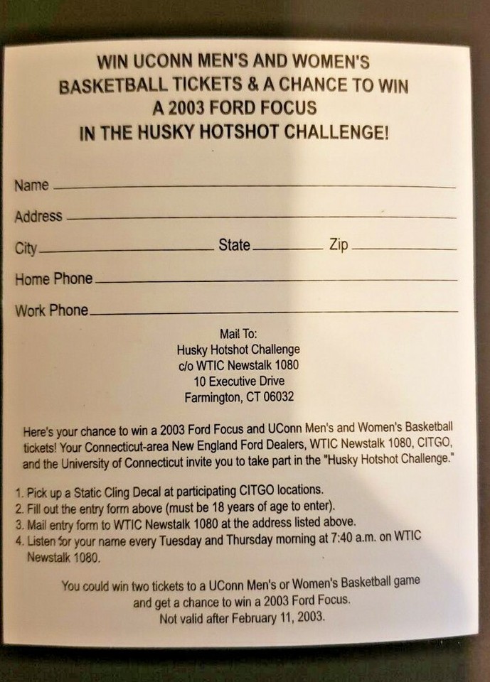 Vintage 2003 Uconn Huskies Static Cling Window Sticker Decal NCAA ...