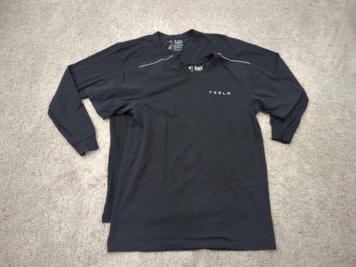 Lot of 2 Tesla T Shirt Mens Medium Black Logo Reflective Work Uniform ...