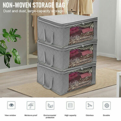 Large Clothes Storage Bags zipped Underbed Organizer Wardrobe Cube ...