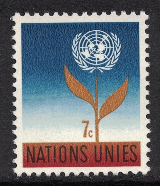 United Nations: Scott 126- MNH- 7c UN Emblem, Plant- 1964- mint stamp ...