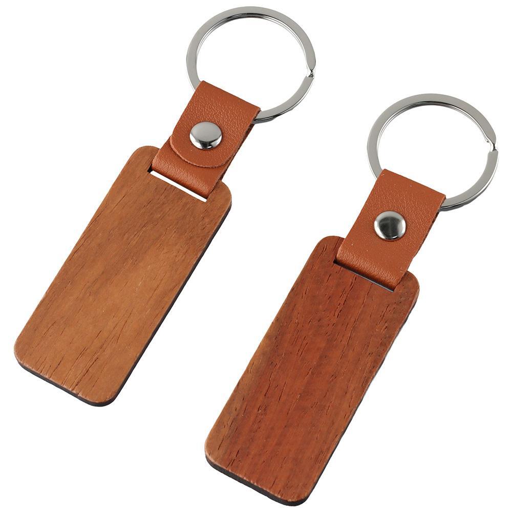 Wooden Wood Keychain Rectangle Keychain Blanks DIY Engraving Gift | eBay