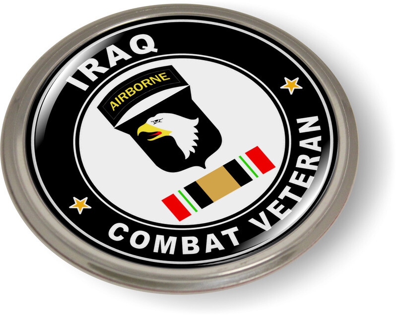 IRAQ COMBAT VETERAN 3D Domed Emblem Car Sticker Chrome ROUND Bezel | eBay