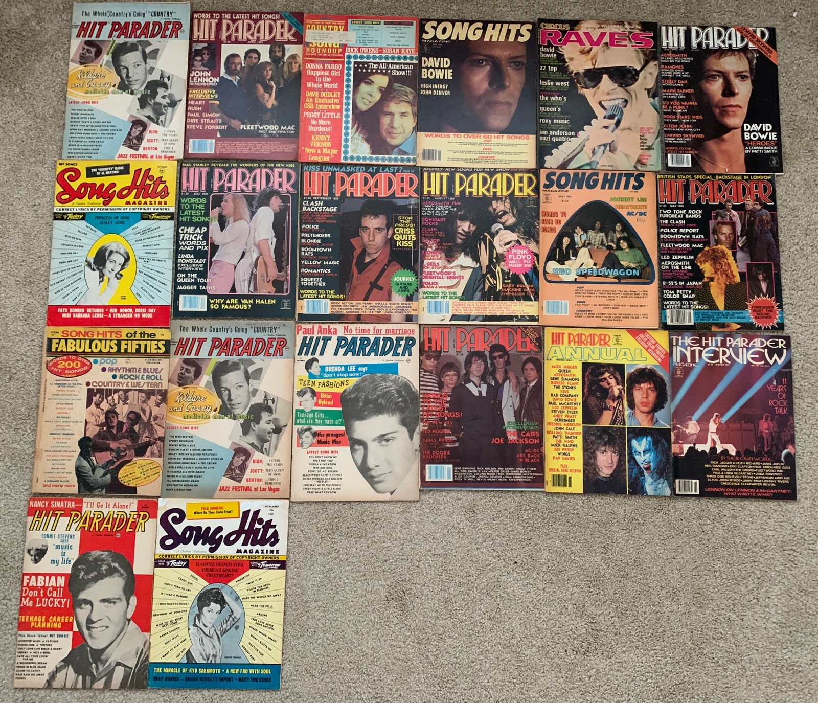 Lot of (17) Hit Parader/Song Hits/Circus Magazines 60-80s Bowie Van ...