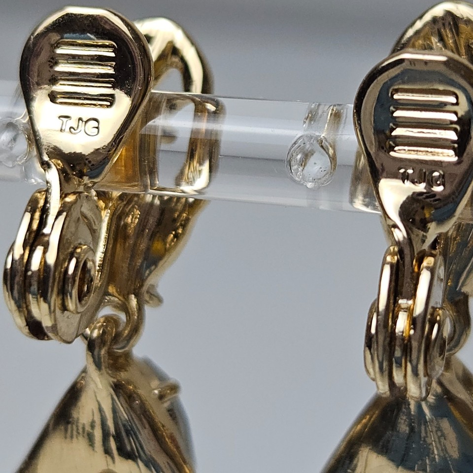 Vintage Signed "TJG" The Jewelry Group Gold Tone Dangle/Drop Clip on ...