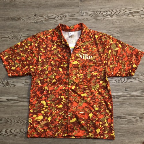 Nike Trek Division Men's Button Down Short Sleeve Top Rugged Orange Sz ...