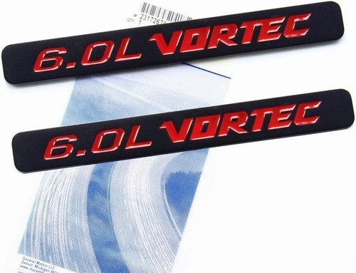 2X Matte Black 6.0L Vortec Emblem for 1500 2500 3500 Sierra Truck Red ...
