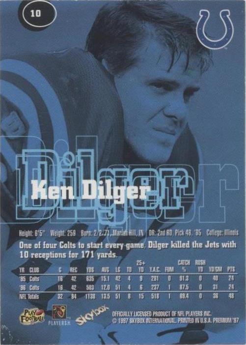 Las mejores ofertas en 1997 Skybox Premium Ken Dilger #10 | eBay