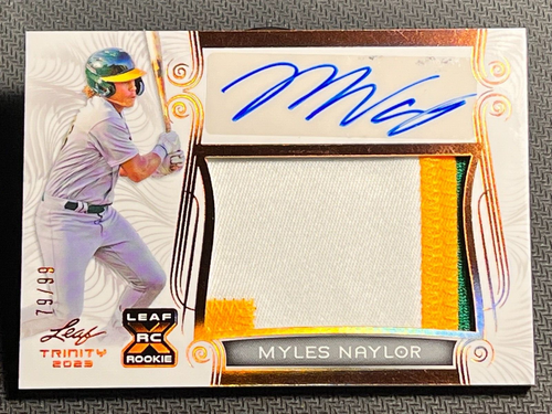 2023 Leaf Trinity AWESOME !! WORN PATCH ROOKIE AUTO Myles Naylor 79/99 ...