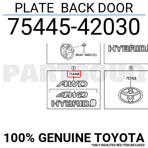7544542030 Genuine Toyota PLATE BACK DOOR 75445-42030 | eBay