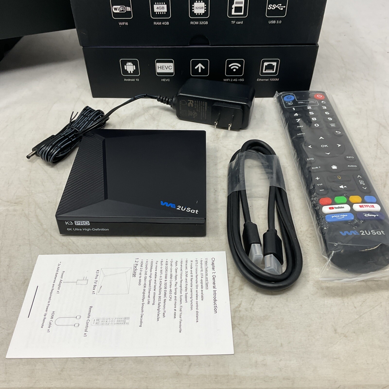 Lot of 4 We 2U Sat K3 PRO Android Streaming HD TV Box Media Player ...