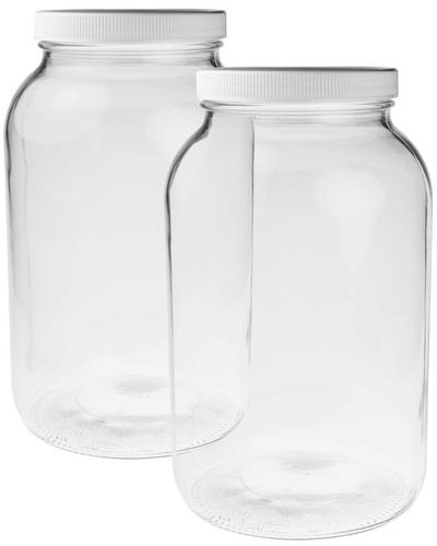 Large 1 Gallon Glass Jars - Made in the USA with Wide Mouth BPA-Free ...