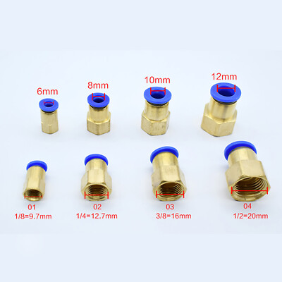 Pneumatic Straight Female Stud to Hose Tube Inline Push Fit Connector ...