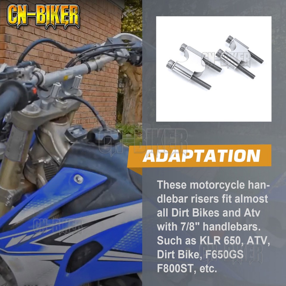 CNC Aluminum Handlebar Risers 7/8" Bars 30mm Height For YAMAHA TW200 ...