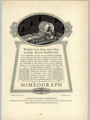 1927 PAPER AD Mimeograph Machine Abe Lincoln Bust Commercial Printing ...