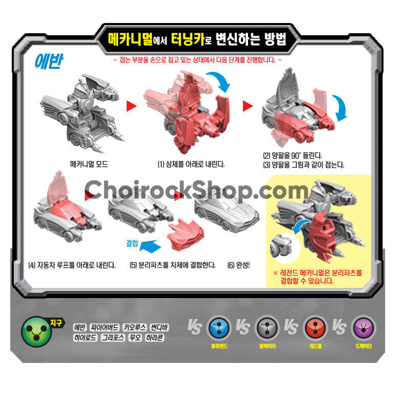 BBASHA MECARD LEGEND EVAN Blue Transforming Robot Turning Car Mecanimal ...