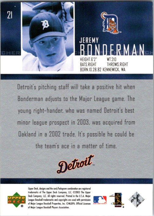 2004 Upper Deck UD Star Rookies #21 Jeremy Bonderman | eBay