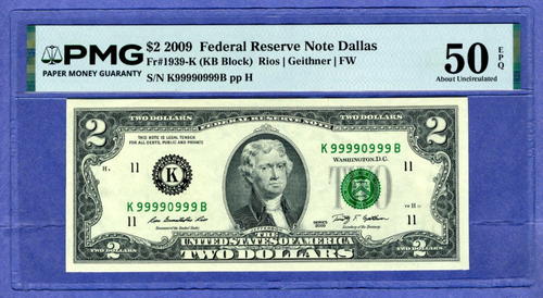 # 99909999 Fancy FLIPPER 7 of KIND Near SOLID HIGH Serial Number $2 PMG ...