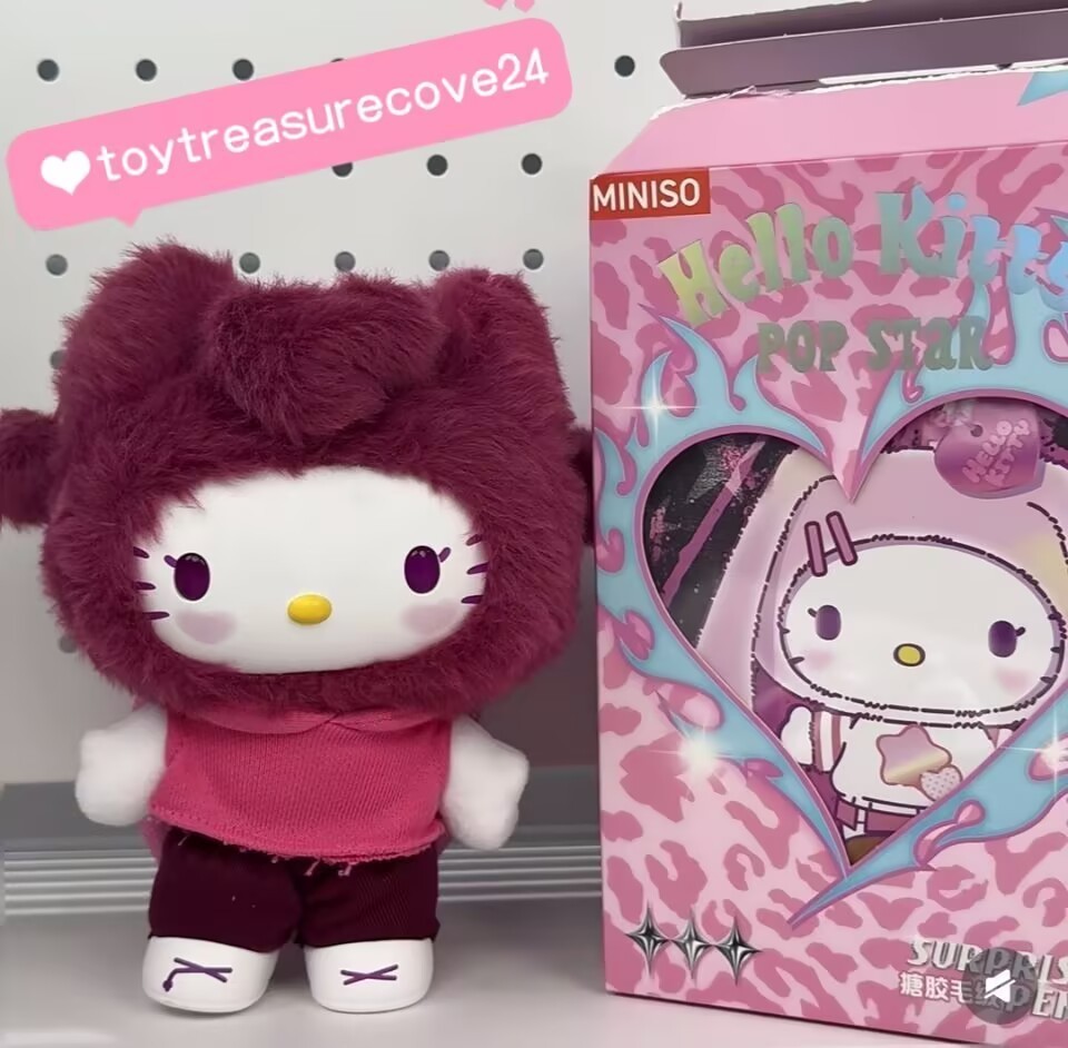 Hot Miniso Hello Kitty Pop Star Series Plush Confirmed Blind Box Figure ...