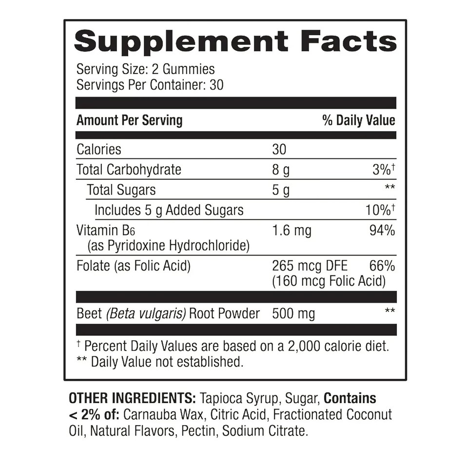 Spring Valley Beetroot Dietary Supplement Gummies, Cherry, 500 mg, 60 ...