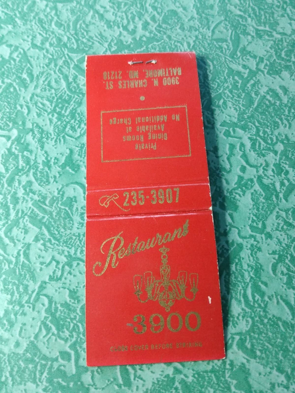Vintage Matchbook Collectible Ephemera B25 Baltimore Maryland ...