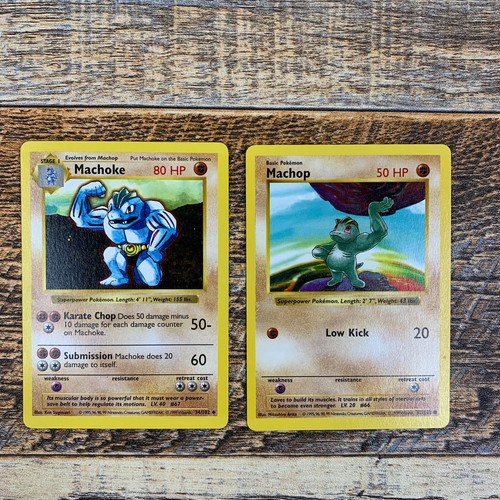 Pokémon Card Base Set Machoke Machop 33/ 34/102 SHADOWLESS LP + | eBay