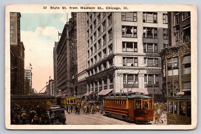 Tram Tramways State Street from Madison Street Chicago Illinois Vintage ...