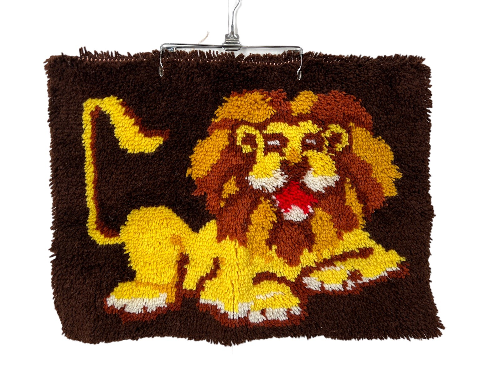 Vintage Retro Lion Latch Hook Shag Rug Hanging Tapestry | eBay