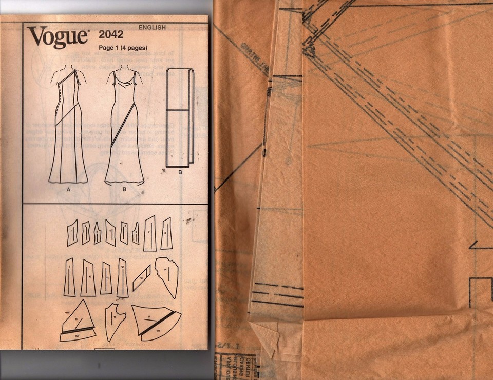 Vogue Designer Pattern 2042 Tom & Linda Platt Fitted Evening Dress Size ...
